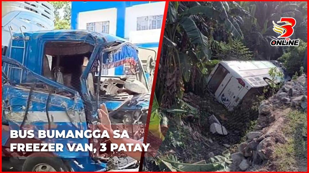 Bus bumangga sa freezer van, 3 patay