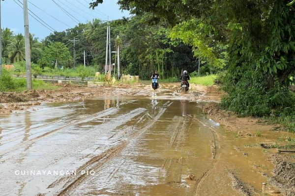 Maputik na kalsada dulot ng malakas na pag-ulan, iniwan sa Guinayangan ...