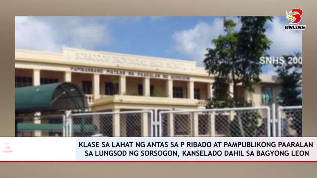 Klase sa lahat ng antas sa pribado at pampublikong paaralan sa lungsod ng Sorsogon, kanselado