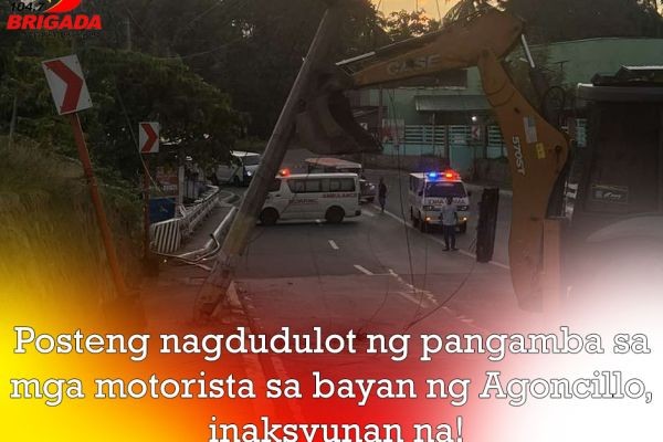 Posteng nagdudulot ng pangamba sa mga motorista sa bayan ng Agoncillo ...