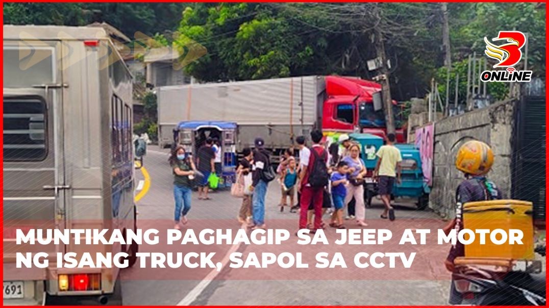 Muntikang paghagip sa jeep at motor ng isang truck, sapol sa CCTV