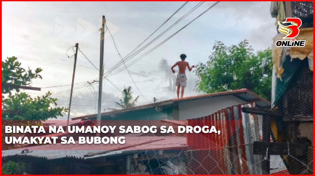 Binata na umanoy sabog sa droga, umakyat sa bubong