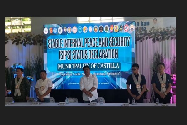 Castilla, idineklara bilang kauna-unahang bayan sa Sorsogon na may ‘’Stable Internal Peace and ...