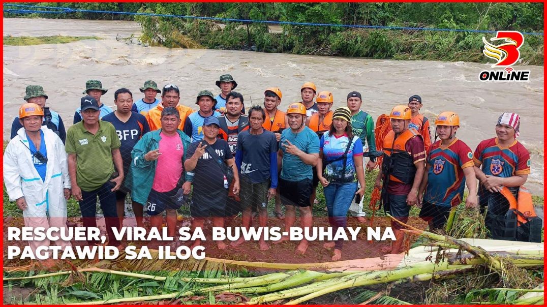 Rescuer, viral sa buwis-buhay na pagtawid sa ilog