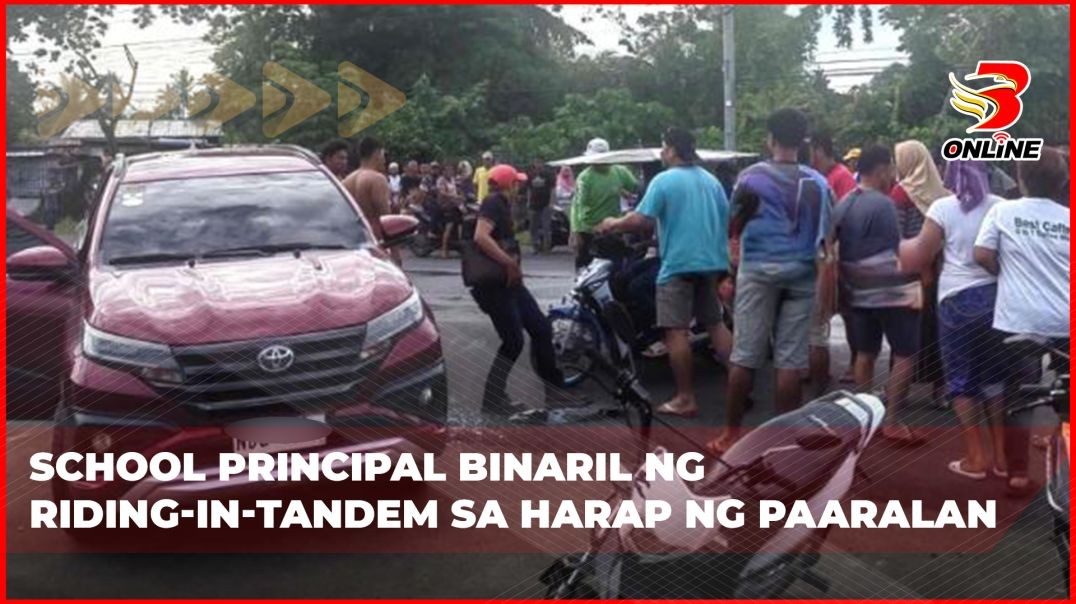 School principal binaril ng riding-in-tandem sa harap ng paaralan