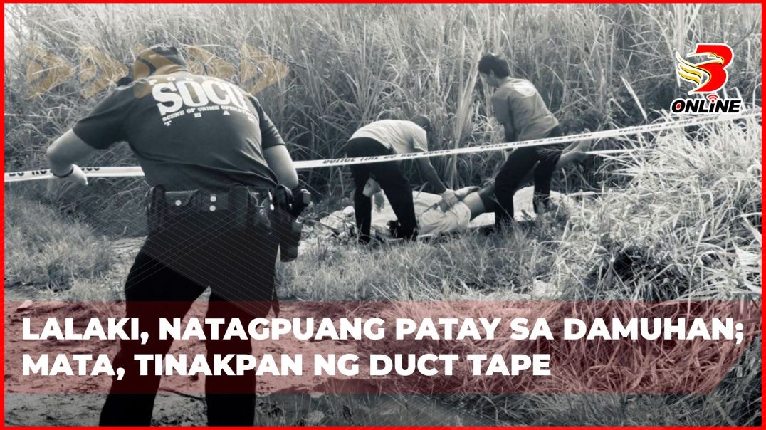 Lalaki, natagpuang patay sa damuhan;mata, tinakpan ng duct tape
