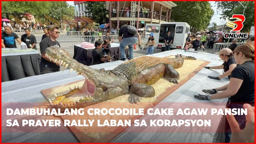 Dambuhalang crocodile cake agaw pansin sa prayer rally laban sa korapsyon
